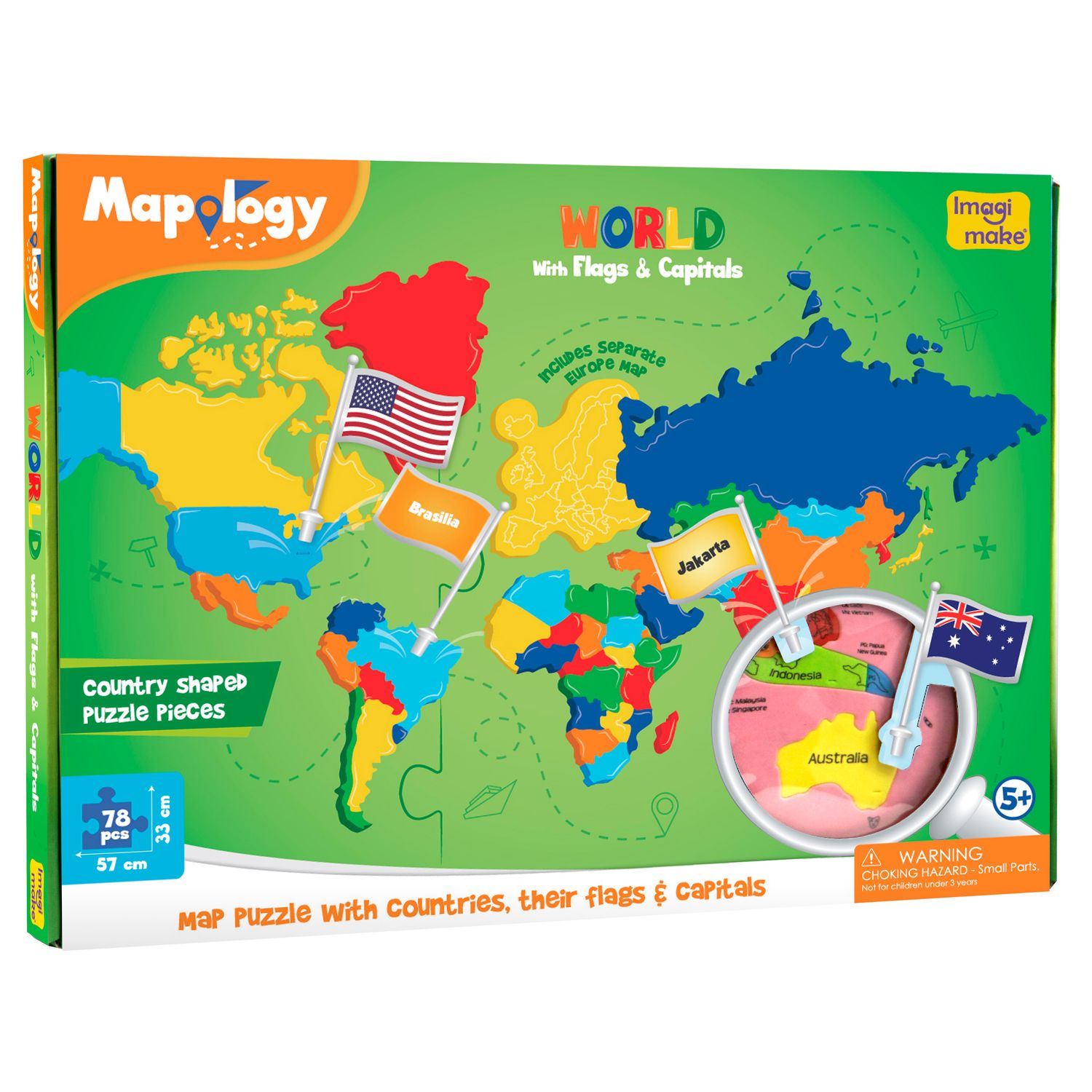 Mapology By ImagiMake - World Puzzle With Capitals and Flags