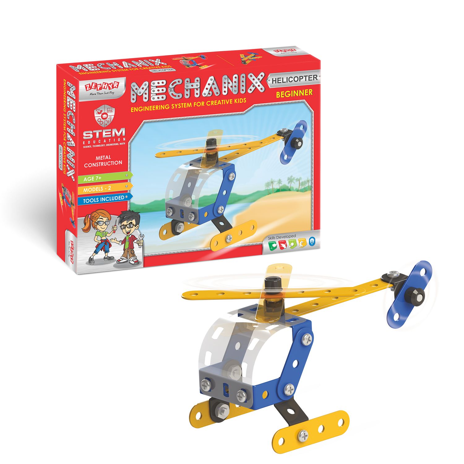 Mechanix Beginner Construction Set Helicopter. STEM for kids