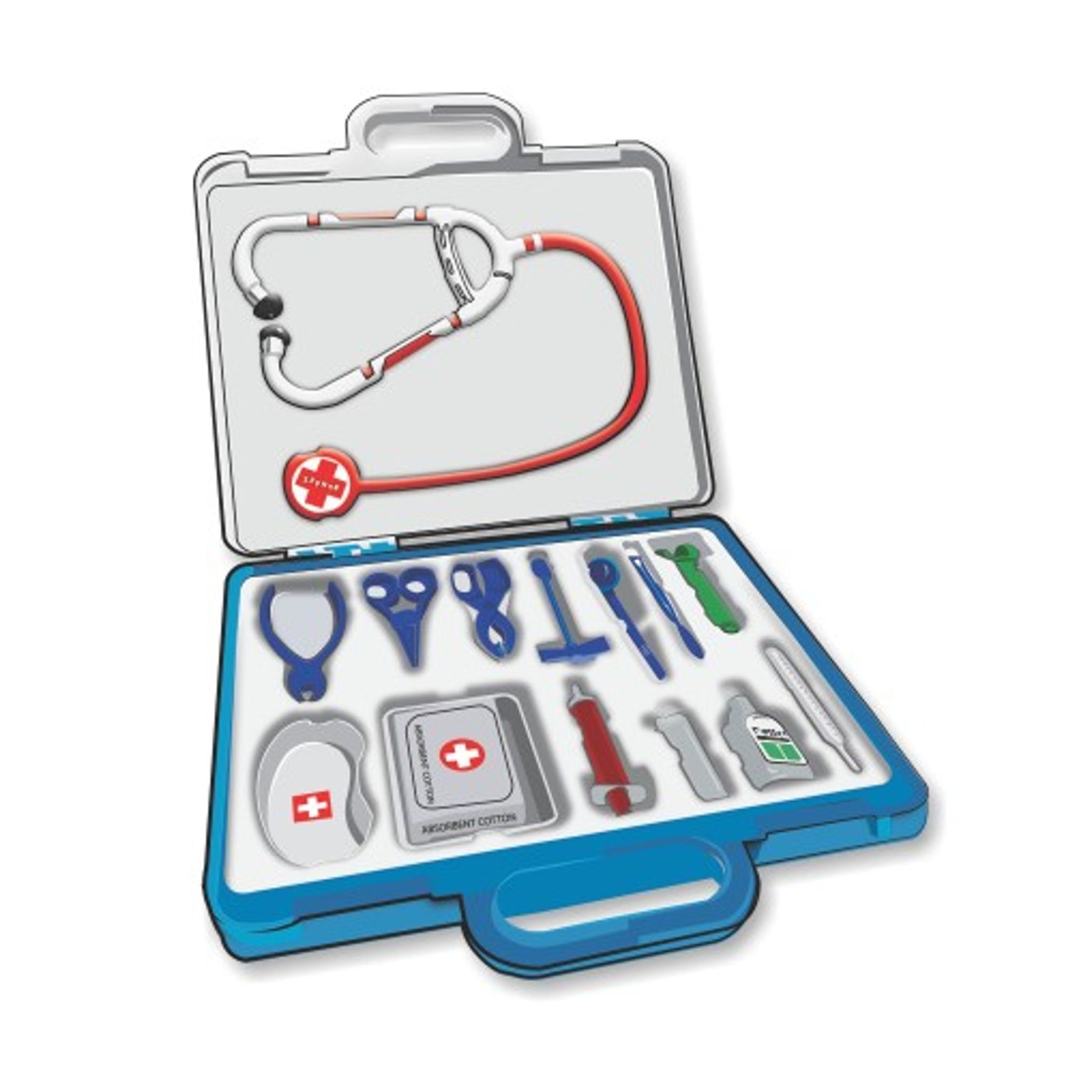 Medi Kid Doctor Play Set for Children. 14 instruments blue