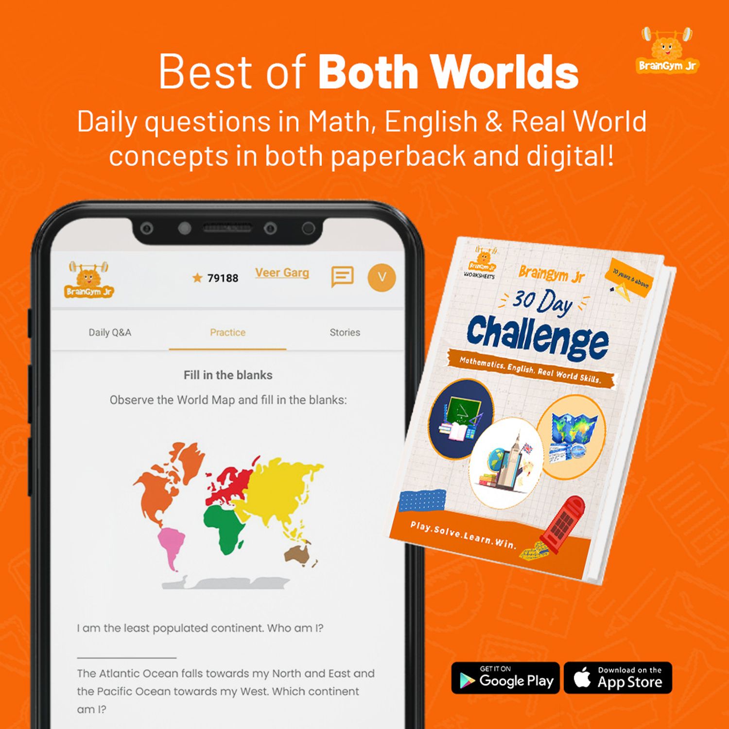 BrainGymJr 30 day subscription and Puzzles Book (10+ years)